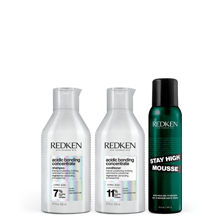 Stay High Mousse & One United Leave-In Conditioner Styling Set | Redken